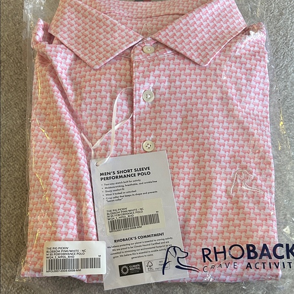 Rhoback | Shirts | Rhoback Mens Pink And White Performance Polo | Poshmark